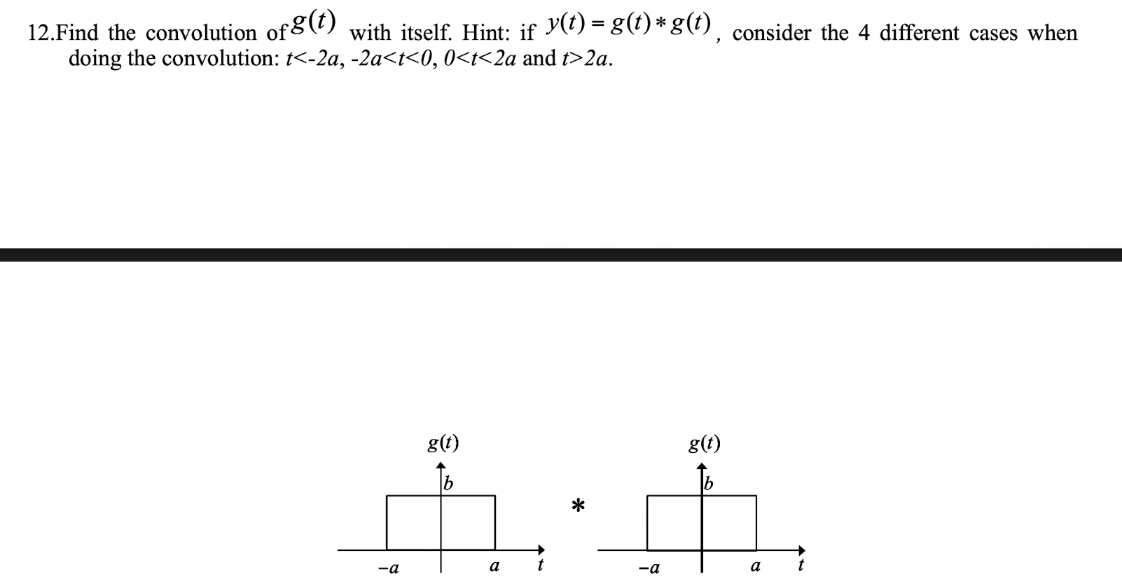 Find the convolution of g(t) ﻿with itself. Hint: if | Chegg.com