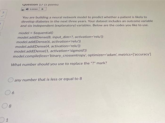 Solved 5 Question 1/ (5 points) Listen You are building a | Chegg.com