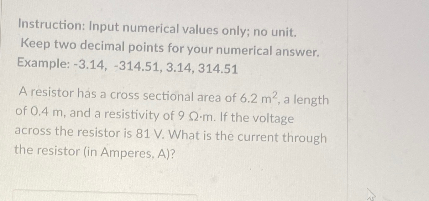 Solved Instruction: Input numerical values only; no unit. | Chegg.com