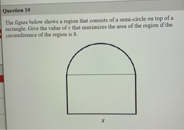 Solved Question 9 A rectangle has one side on the x-axis and | Chegg.com