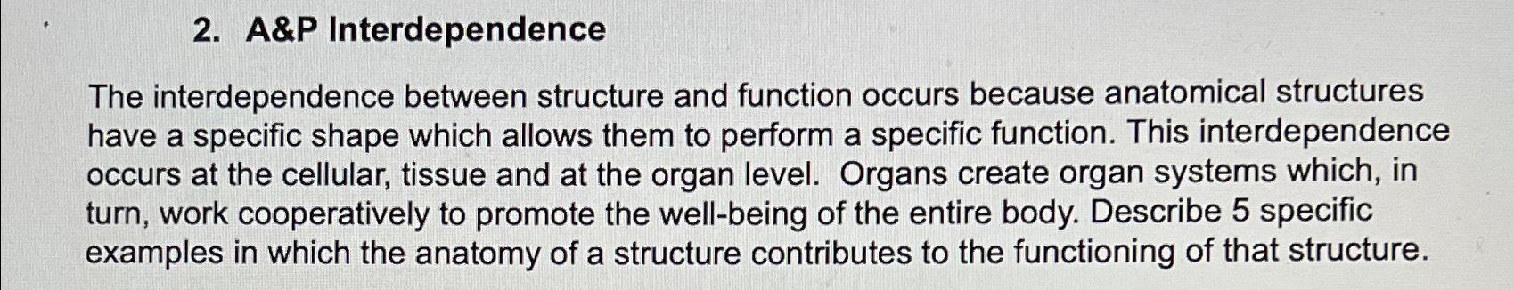 Solved A&P InterdependenceThe interdependence between | Chegg.com