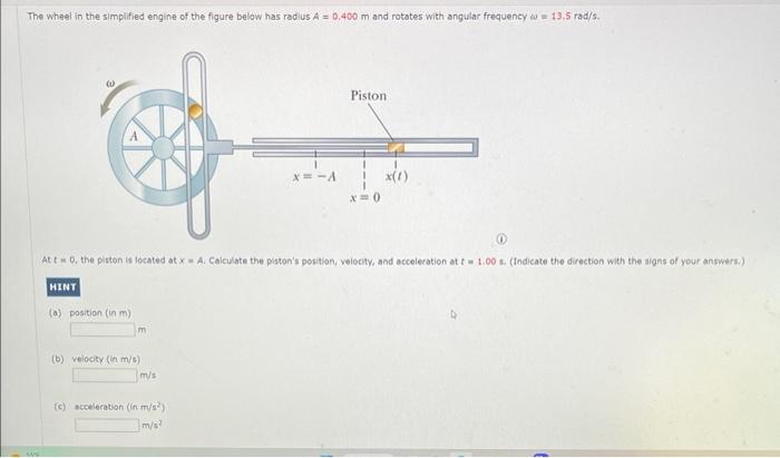 Solved The wheel in the simplified engine of the figure | Chegg.com