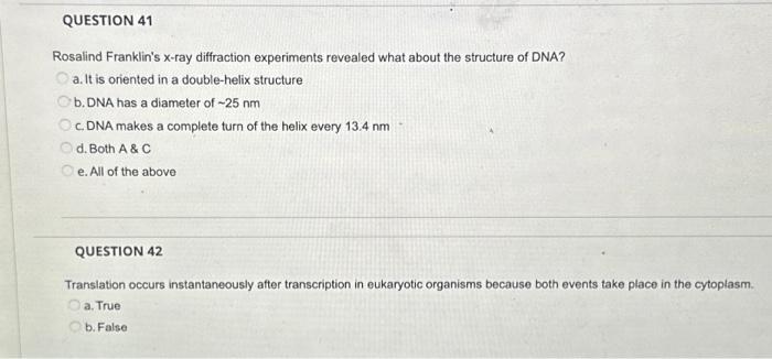 Solved Rosalind Franklin's x-ray diffraction experiments | Chegg.com