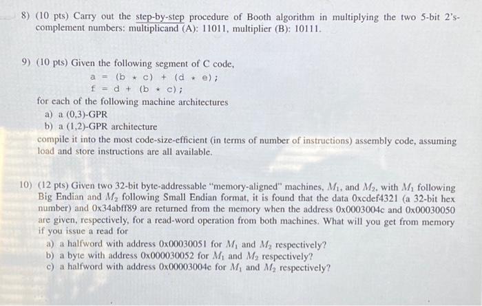 Solved 8) (10 pts) Carry out the step-by-step procedure of | Chegg.com