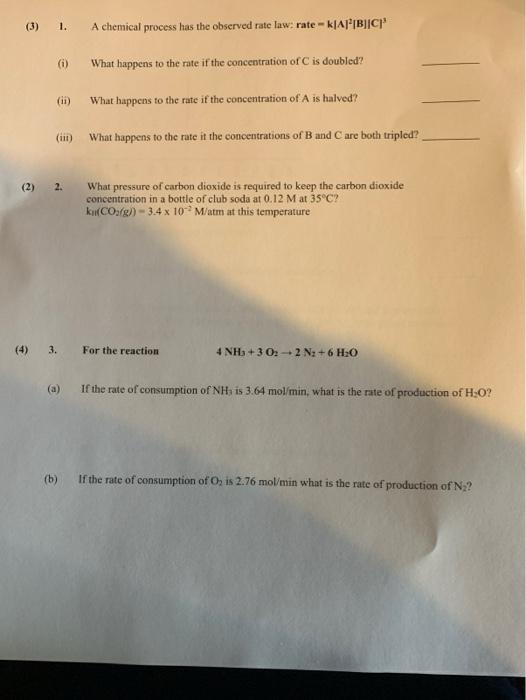 Solved A chemical process has the observed rate law: rate - | Chegg.com