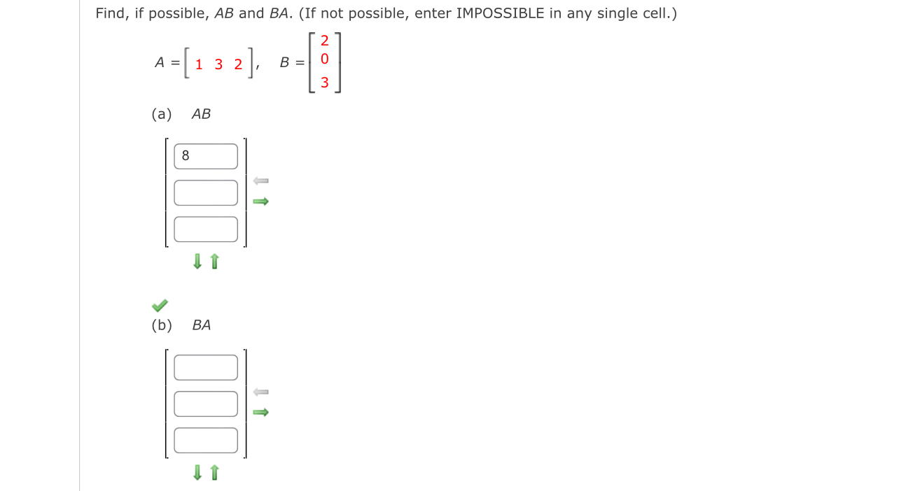 Solved Find, if possible, AB ﻿and BA. (If not possible, | Chegg.com