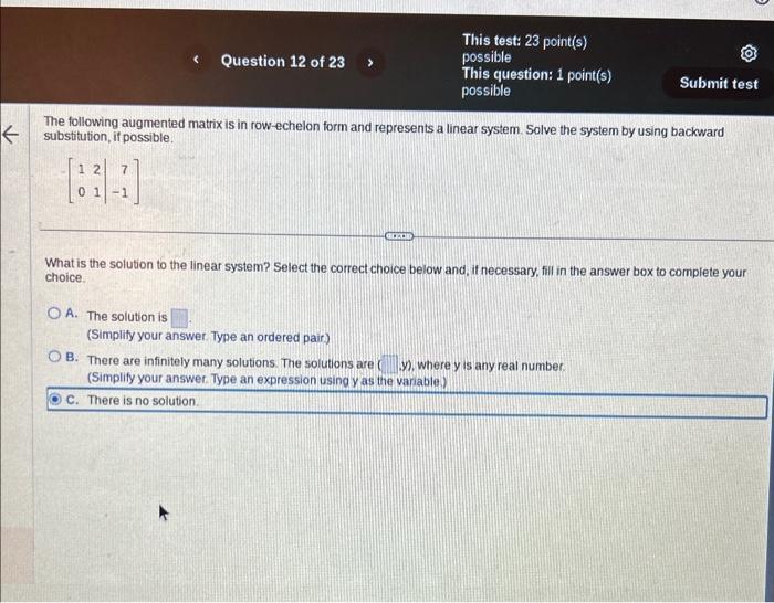 Solved The following augmented matrix is in row-echelon form | Chegg.com