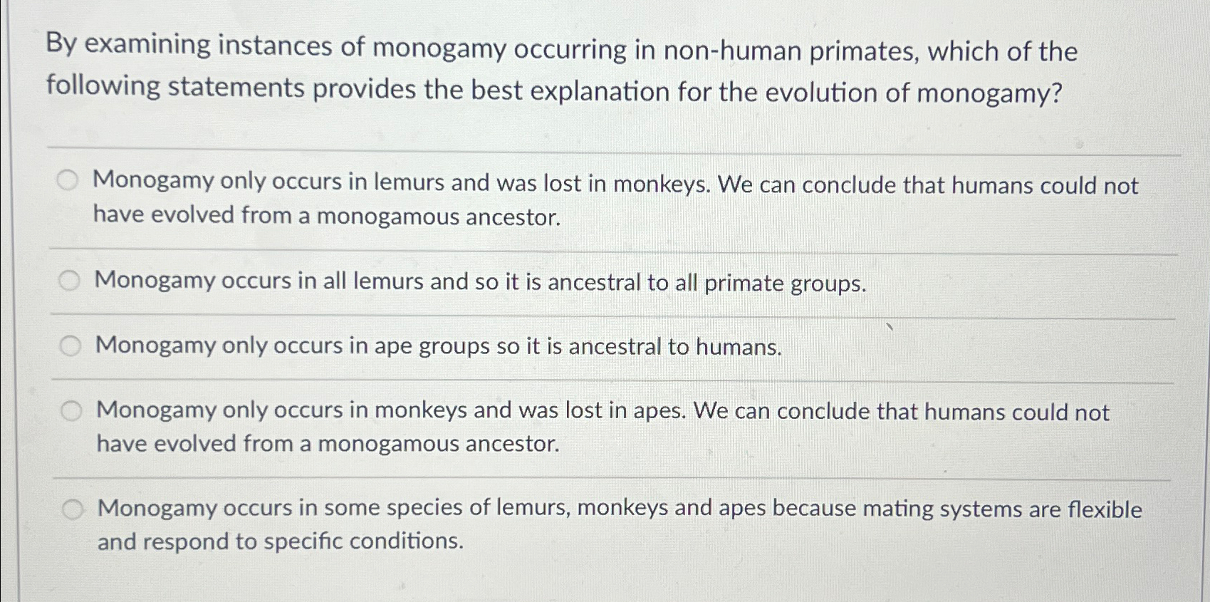 Solved By examining instances of monogamy occurring in | Chegg.com