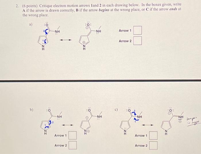 Solved 2. (6 points) Critique electron motion arrows land 2 | Chegg.com