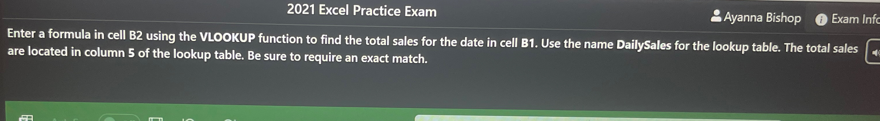 Solved 2021 ﻿Excel Practice ExamAyanna BishopExam InfcEnter | Chegg.com