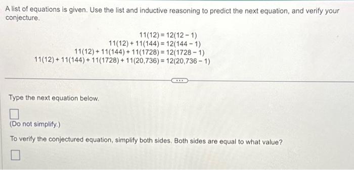 Solved A list of equations is given. Use the list and | Chegg.com