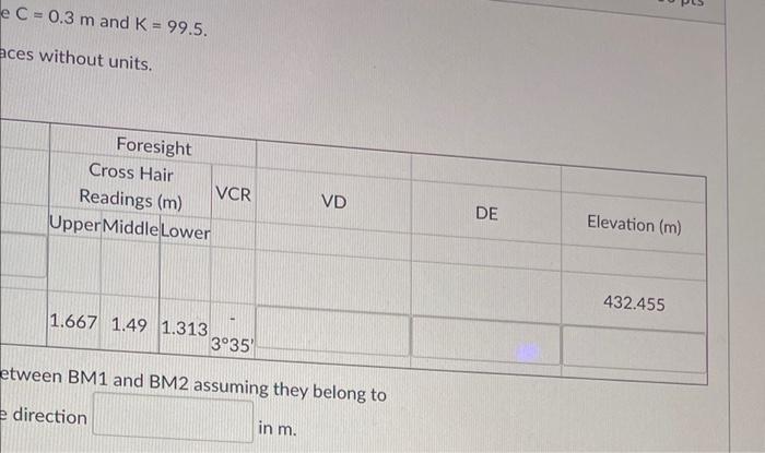 Solved 1. Given the stadia level notes below. Assume C = 0.3 | Chegg.com