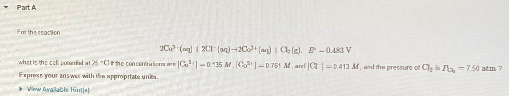 Solved Part AFor the | Chegg.com