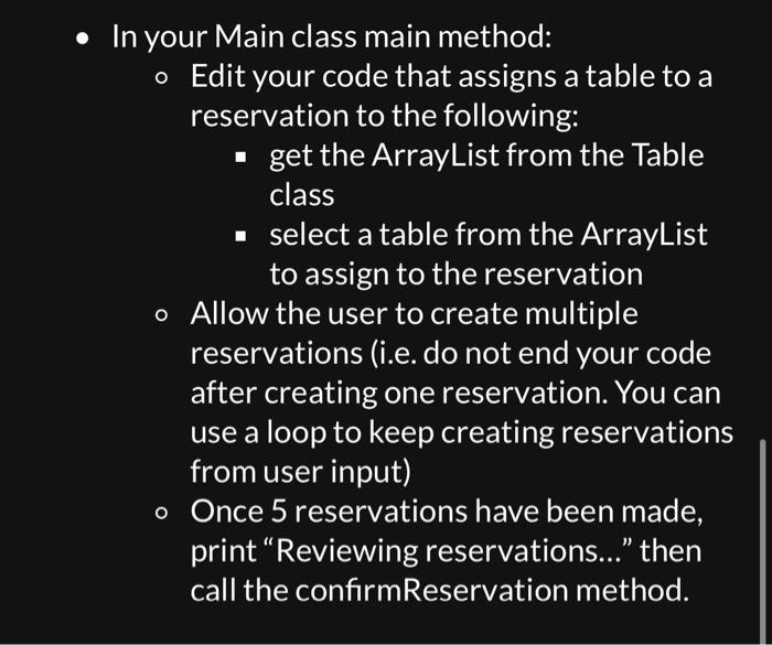 Solved edit the main class as follow find below the main | Chegg.com