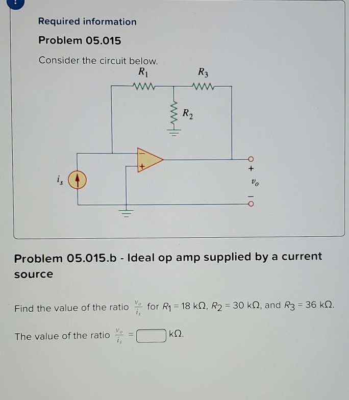 Solved Problem 05.009.a - Ideal op amp driven by a voltage | Chegg.com