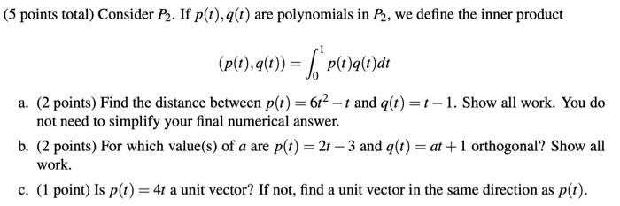 Solved Let V be a vector space. An inner product on V is a | Chegg.com