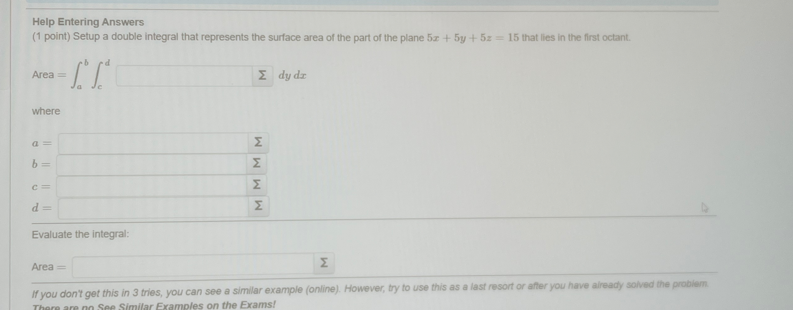 Solved Help Entering Answers(1 ﻿point) ﻿Setup a double | Chegg.com