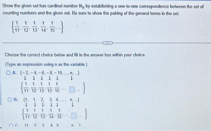 Solved Show the given set has cardinal number ℵ0 by | Chegg.com