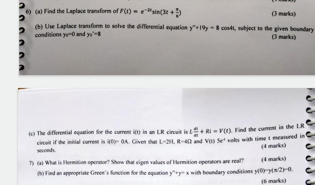 Solved 6) (a) Find the Laplace transform of | Chegg.com