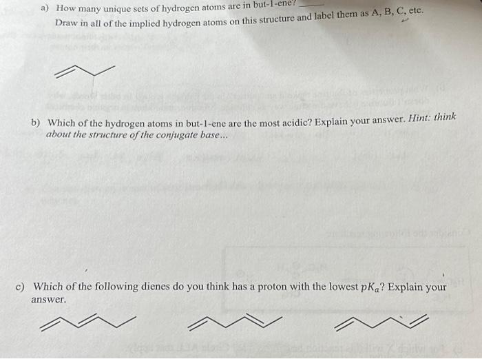 Solved a) How many unique sets of hydrogen atoms are in | Chegg.com