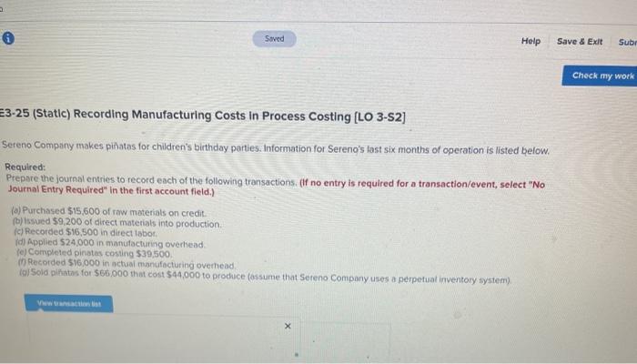 Solved Saved Help Save & Exit Subr Check my work E3-25 | Chegg.com
