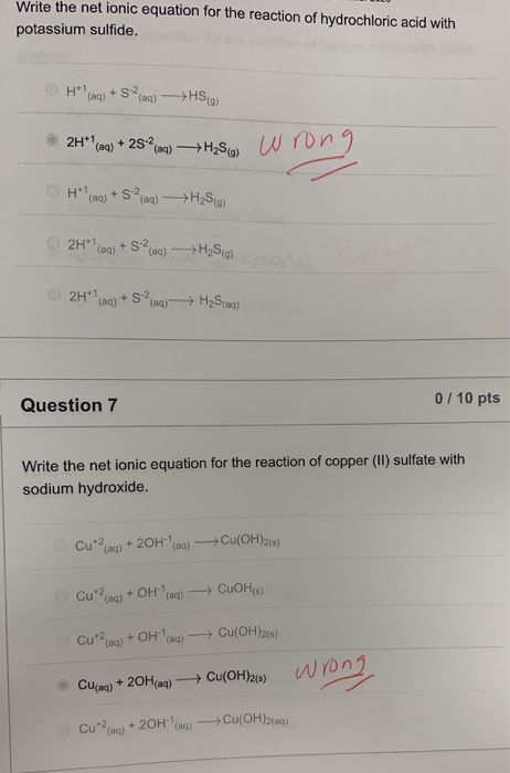 Solved Write the net ionic equation for the reaction of | Chegg.com