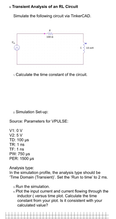 Solved A Transient Analysis of an RC Circuit Simulate the | Chegg.com