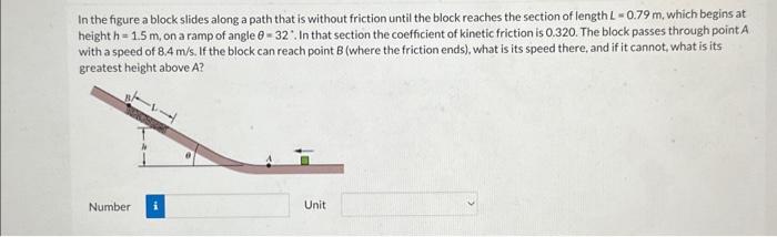 Solved In the figure a block slides along a path that is | Chegg.com