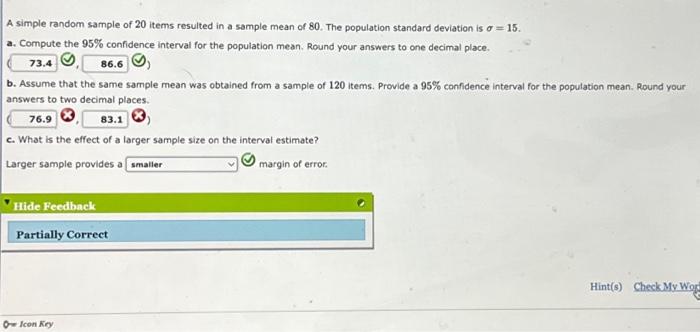 Solved A simple random sample of 20 items resulted in a | Chegg.com