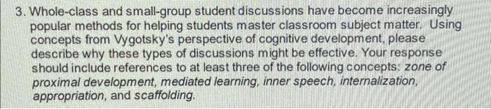 Solved 3. Whole-class and small-group student discussions | Chegg.com