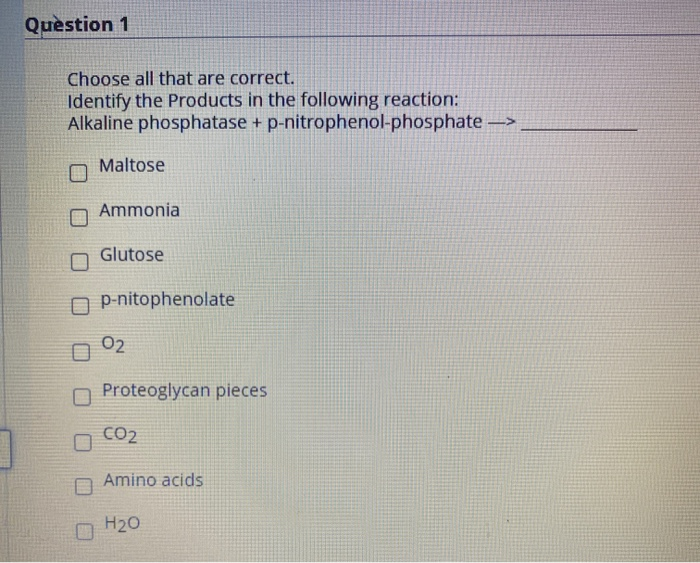 Solved Question 1 Choose all that are correct. Identify the | Chegg.com