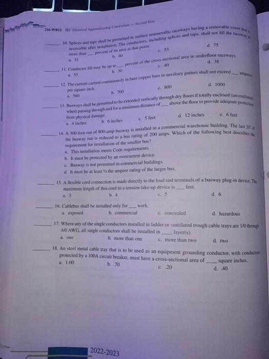 Solved the foltawing? a. Nonmetallic steallsed cable b. Type | Chegg.com