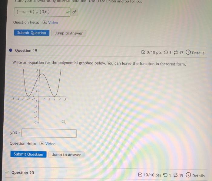 Solved your answer Using terval otation. Use U Tor union and | Chegg.com