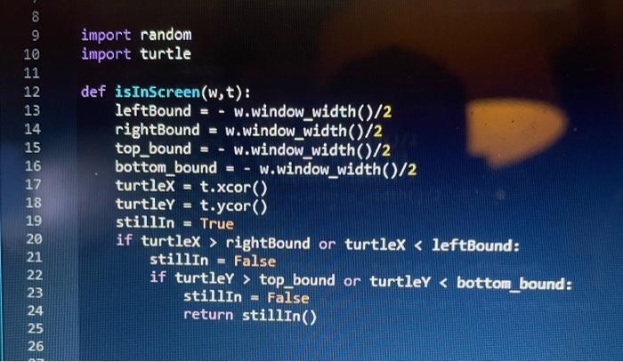 Solved for some reason my turtle is not moving to the random | Chegg.com