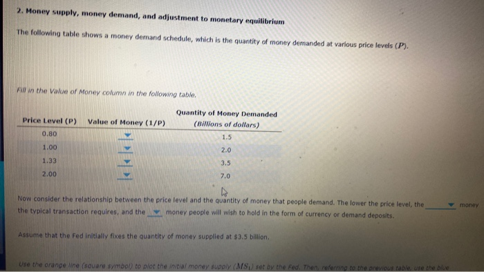Solved 2 Money Supply Money Demand And Adjustment To
