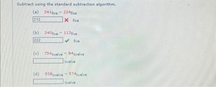 Solved Subtract Using The Standard Subtraction Algorithm 4936