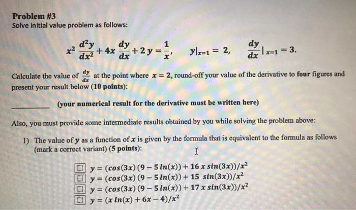 Solved Problem #3 Solve initial value problem as follows: 1 | Chegg.com
