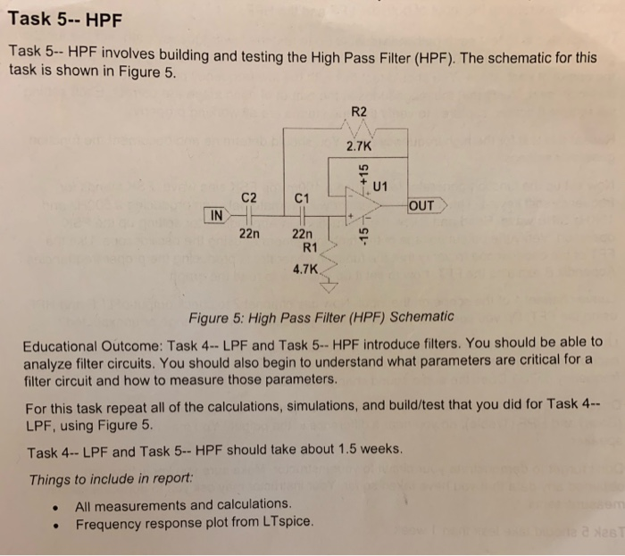 Task 5-- HPF Task 5-- HPF involves building and | Chegg.com