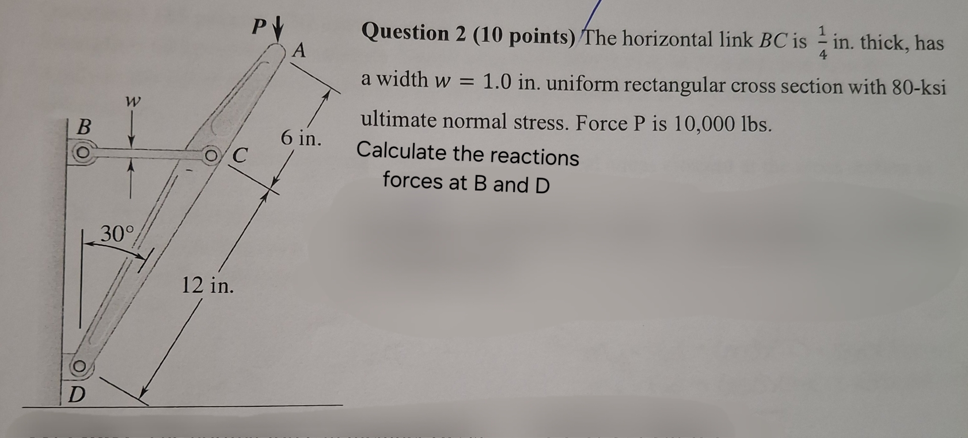 Solved Question 2 (10 ﻿points) ﻿The horizontal link BC ﻿is | Chegg.com