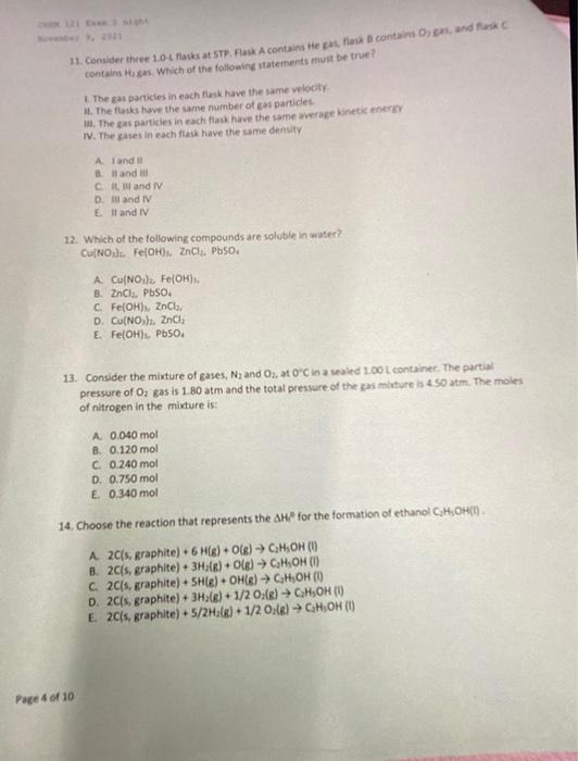 Solved 11. Consider three 1.0 flasks at STP. Flask A | Chegg.com