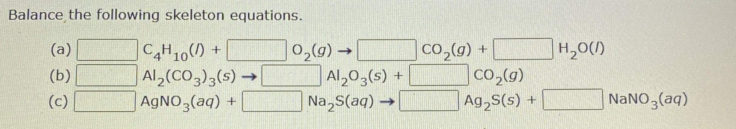 Solved Balance the following skeleton | Chegg.com