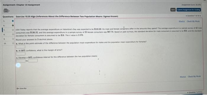Solved Assignment: Chapter 10 Assignment Questions Exercise | Chegg.com