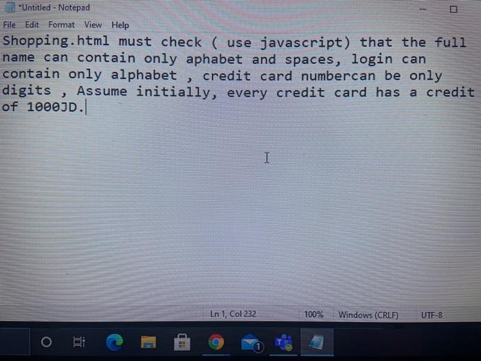 Solved File Edit *Untitled - Notepad Format View Help | Chegg.com
