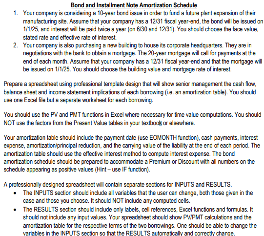 Bond and Installment Note Amortization Schedule 1. | Chegg.com