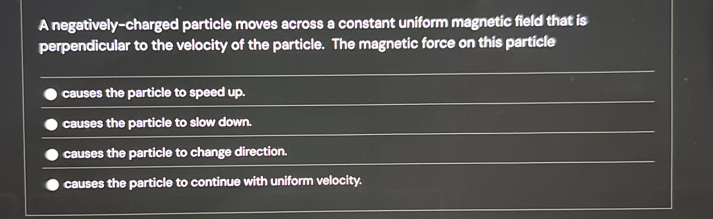 A negatively-charged particle moves across a constant | Chegg.com