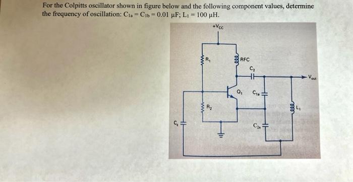 Solved For the Colpitts oscillator shown in figure below and | Chegg.com