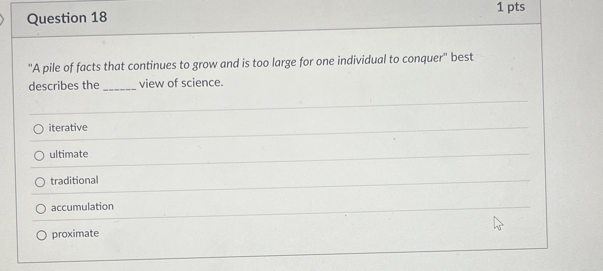 Solved Question 181 ﻿pts"A pile of facts that continues to | Chegg.com