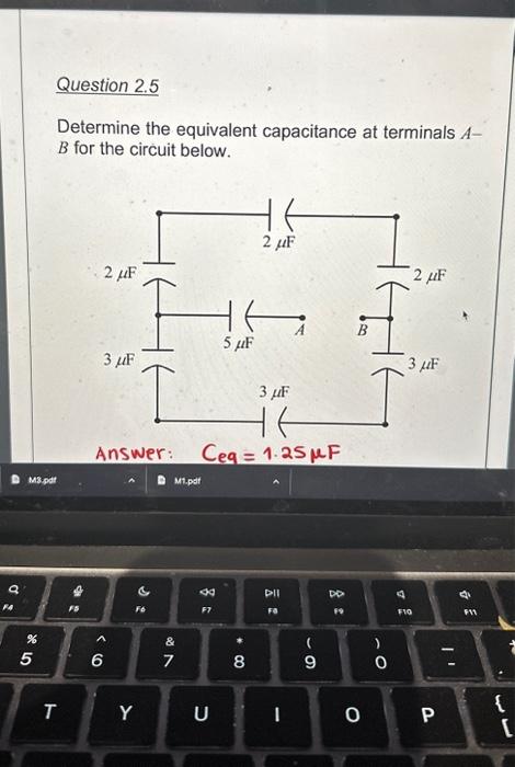 [Solved]: Determine the equivalent capacitance at terminals