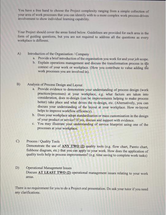 Solved The Project provides you an opportunity to recap your | Chegg.com