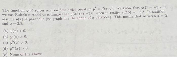 Solved The Function Yx Solves A Given First Order Equation 
